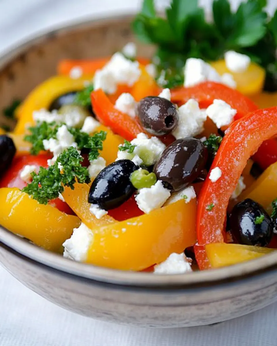 Paprika-Feta-Salat mit Oliven